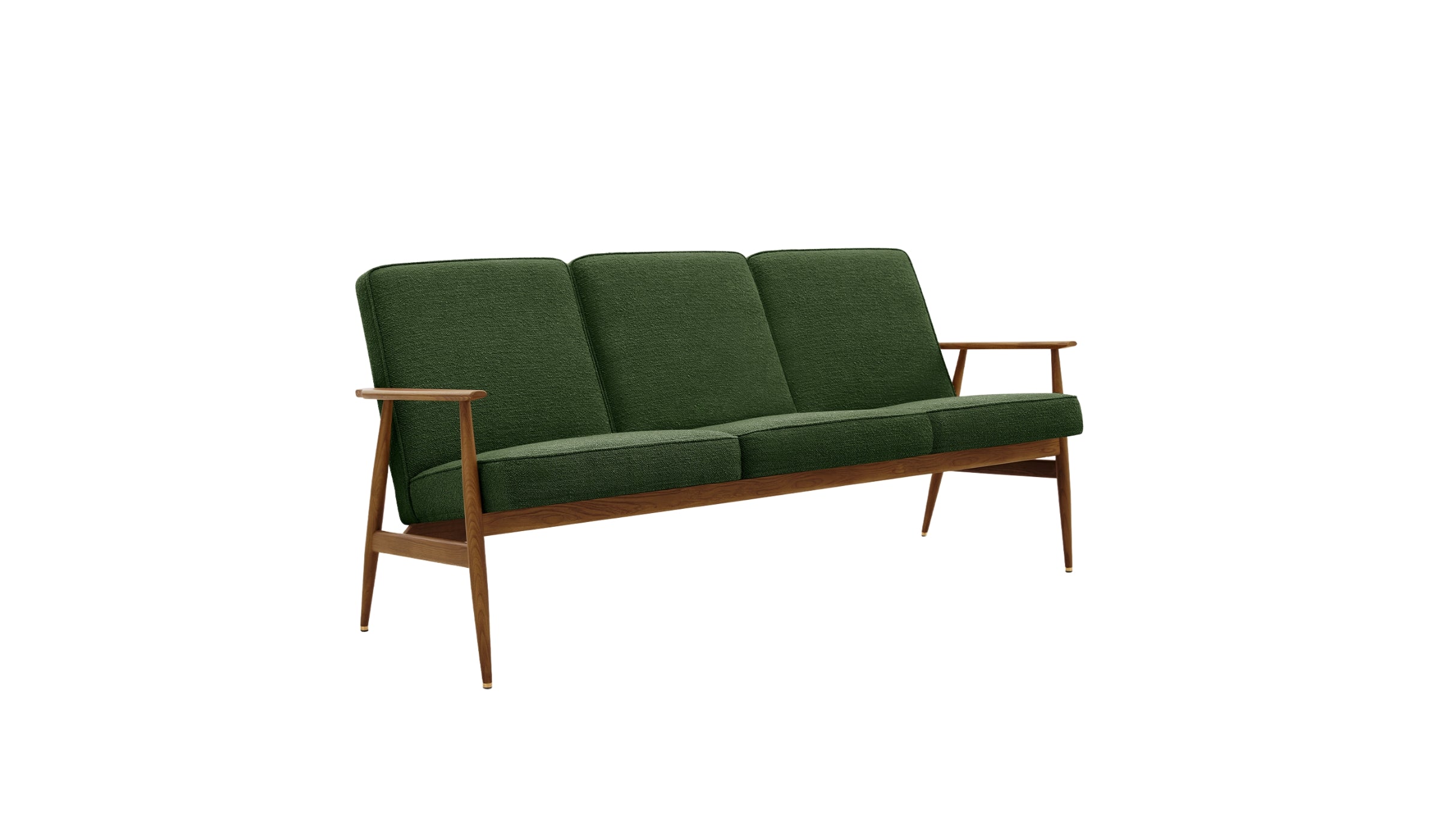 366 3-seater bench | Green fabric and wood | 366 Concept | novinea